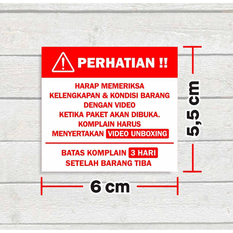 Jual Sticker Perhatian Video Unboxing Stiker Peringatan Label ...