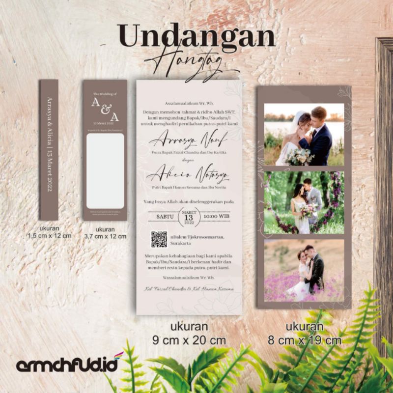 Jual undangan nikah sederhana undangan hangtag minimalis elegan ...