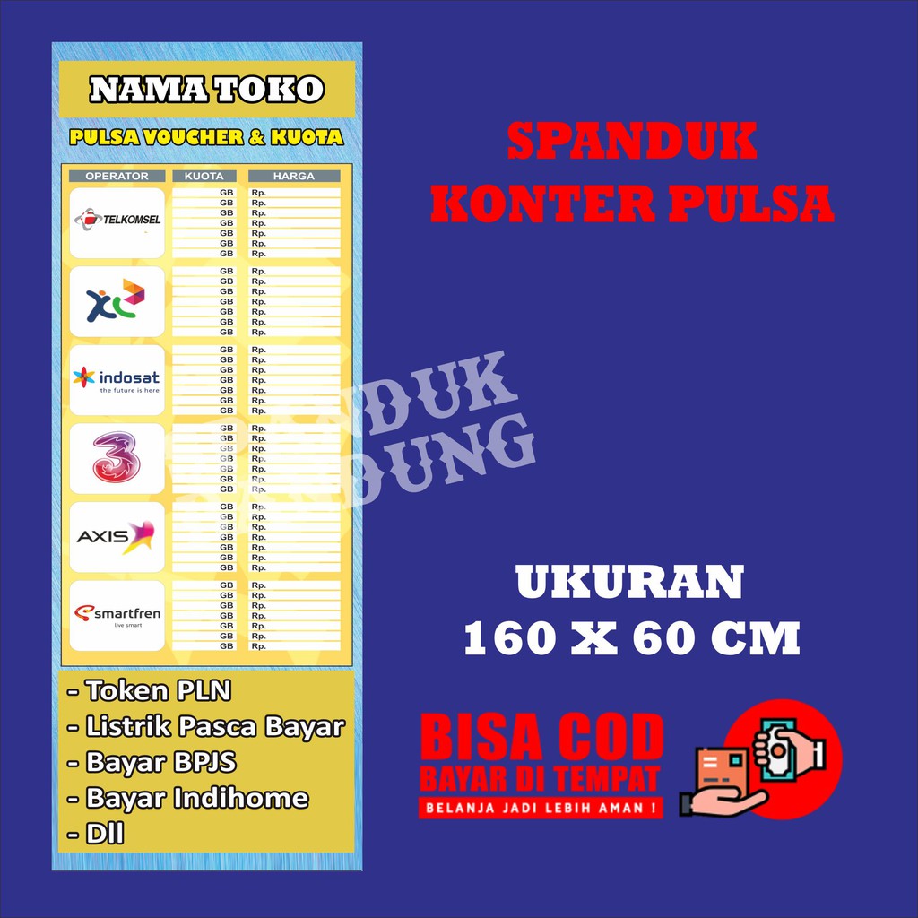 Jual X BANNER SPANDUK PULSA / Y BANNER KONTER PULSA UKURAN 60 X 160 CM ...