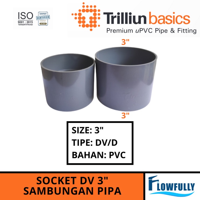 Jual SOCKET DV 3 INCH TRILLIUN PVC SOK SOCK SAMBUNGAN LURUS PIPA POLOS | Shopee Indonesia