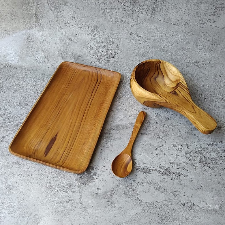 Jual KALEYA SET - Tray Kayu/Mangkok Kayu/Sendok Kayu/Peralatan masak ...