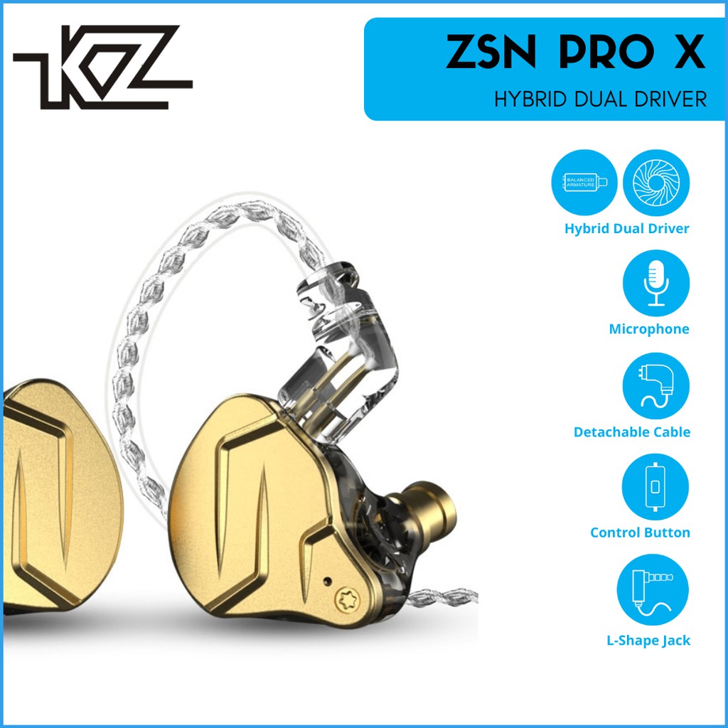 Jual Knowledge Zenith KZ ZSN Pro X with Mic Dual Driver Hybrid Earphone ...