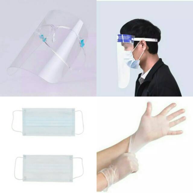 Jual Paket Face Shield + Masker + Sarung Tangan Latex UTBK! (Bisa ...