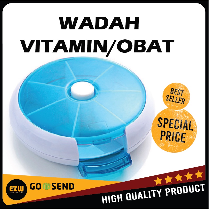 Jual Tempat Kotak Wadah Bulat Penyimpanan Obat Vitamin Harian Travel 7 ...