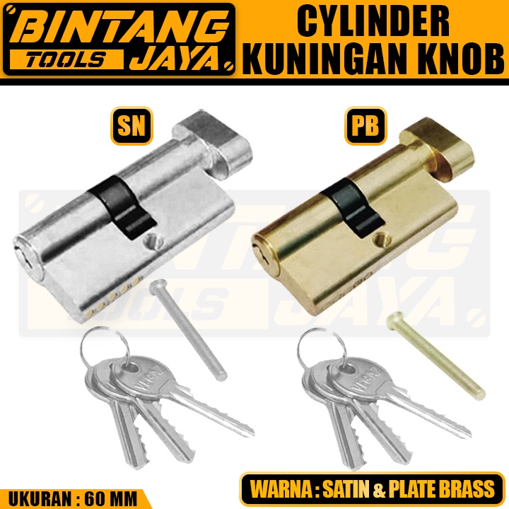 Jual Cylinder Kuningan Knob Brass Silinder Kuningan Kunci Pintu 60 mm | Shopee Indonesia