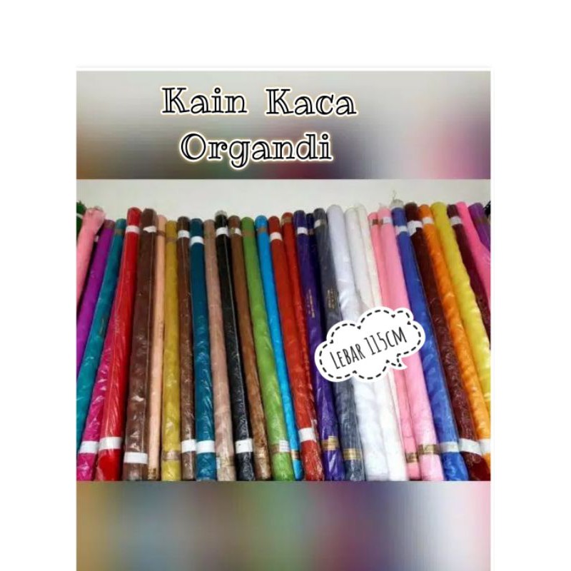 bahan kain kaca organdi silky polos/kain organdi bungkus parcel ...