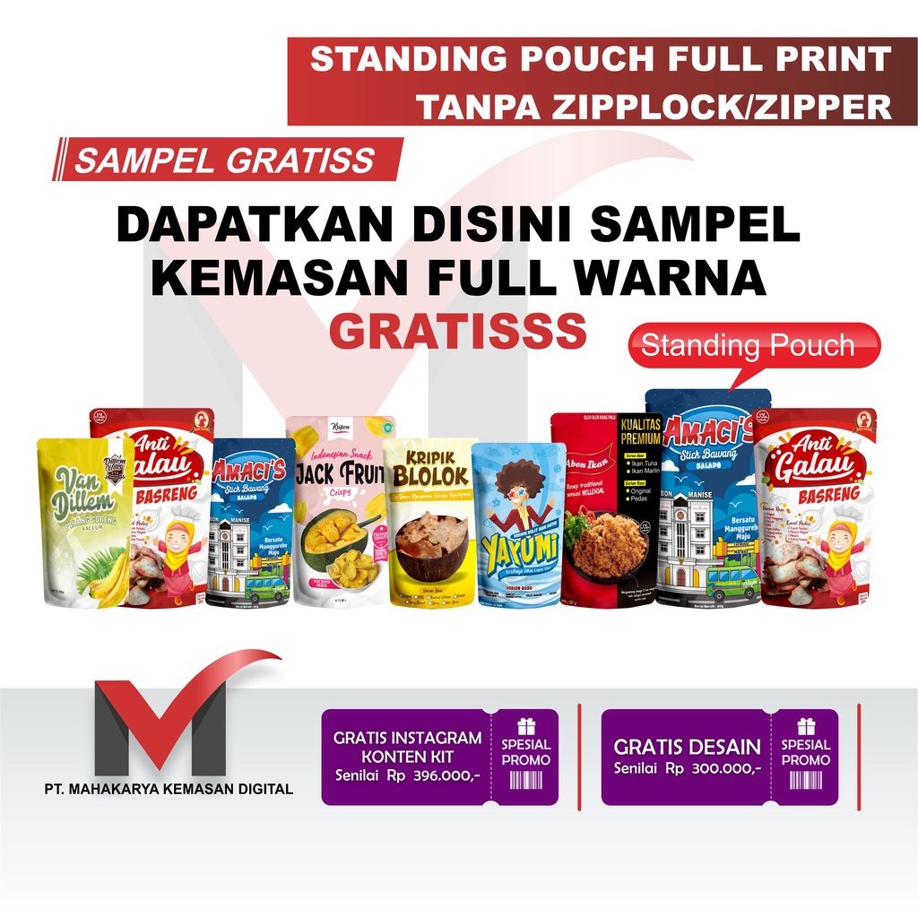 Jual DAFTAR HARGA LENGKAP CETAK KEMASAN STANDING POUCH | Shopee Indonesia