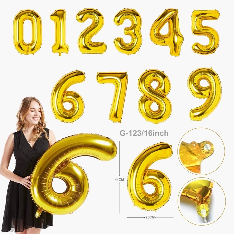Jual Balon angka gold 16inch | Shopee Indonesia