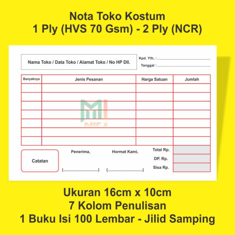 Jual Nota custom/nota penjualan - cetak 1 rim | Shopee Indonesia