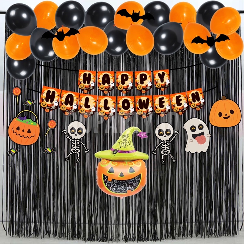 Jual PAKET DEKORASI HALLOWEEN HIASAN DINDING BALON BANNER SPOOKY ...