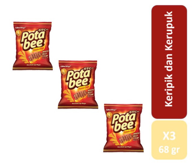 Jual Potabee Keripik Kentang Rasa Wagyu Beef Steak 3 x 68 gr | Shopee ...