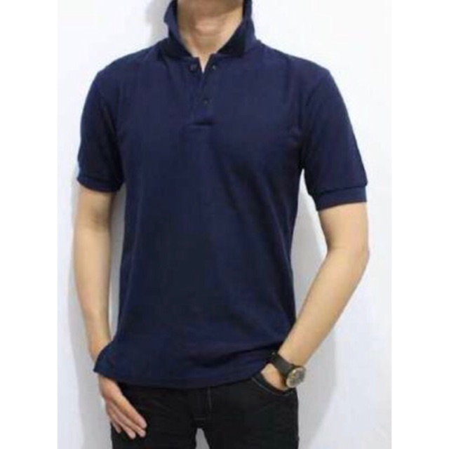 Jual Poloshirt / Polo Shirt Seragam / Polo Murah / Kaos Kerah / Polo Biru Dongker | Shopee Indonesia