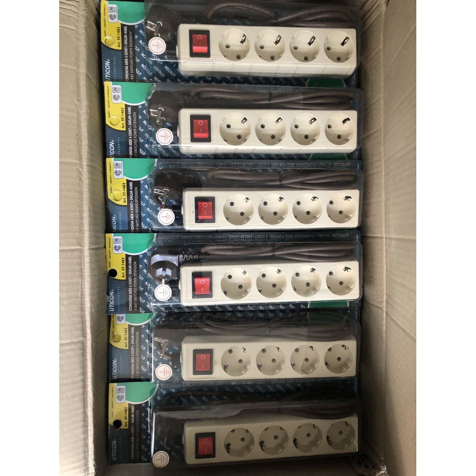 Jual Uticon st 1482 st-1482 stop kontak 4 lubang switch 1,5 m meter ...
