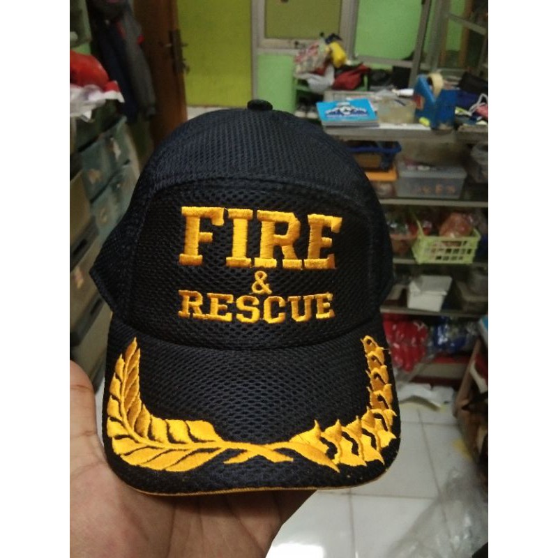 Jual Topi Fire & Rescue Padi Kapas Navy / Topi Pemadam Kebakaran / Topi ...