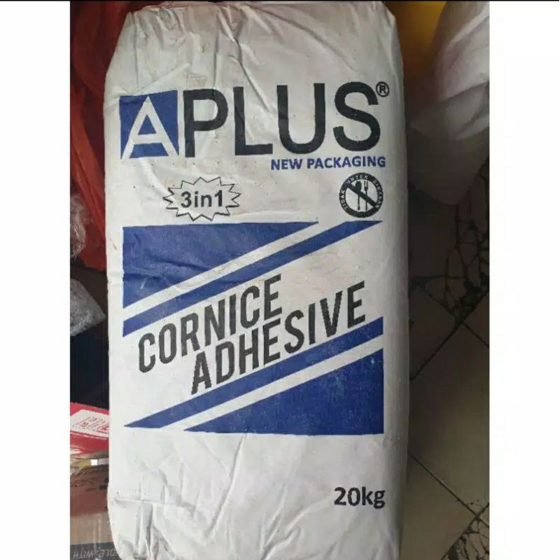Jual CORNICE APLUS ADHESIVE TAMBAL PLAFON LEM PLAFON GYPSUM RE PACK 1KG ...
