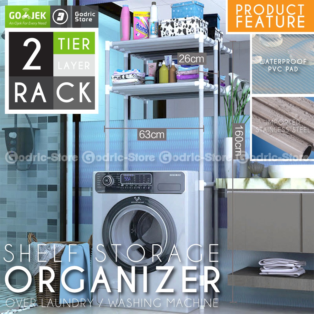 Jual HOP WS01 Rak Mesin Cuci Organizer 2 Layer Cover Storage Portable ...