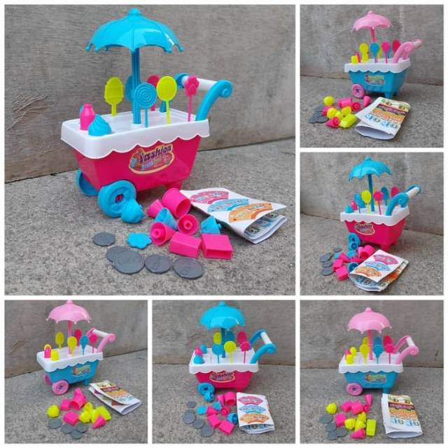 Jual Mainan Gerobak Ice Cream Mini Edukasi - Set Candy Trolly Anak ...