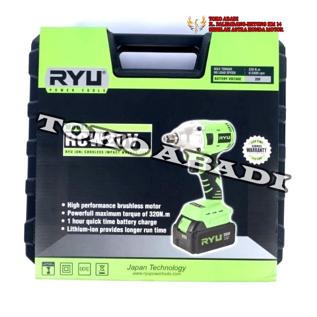 Jual CORDLES IMPACT WRENCH RYU RCW 20V/MESIN PEMBUKA BAUT BAN MOBIL ...