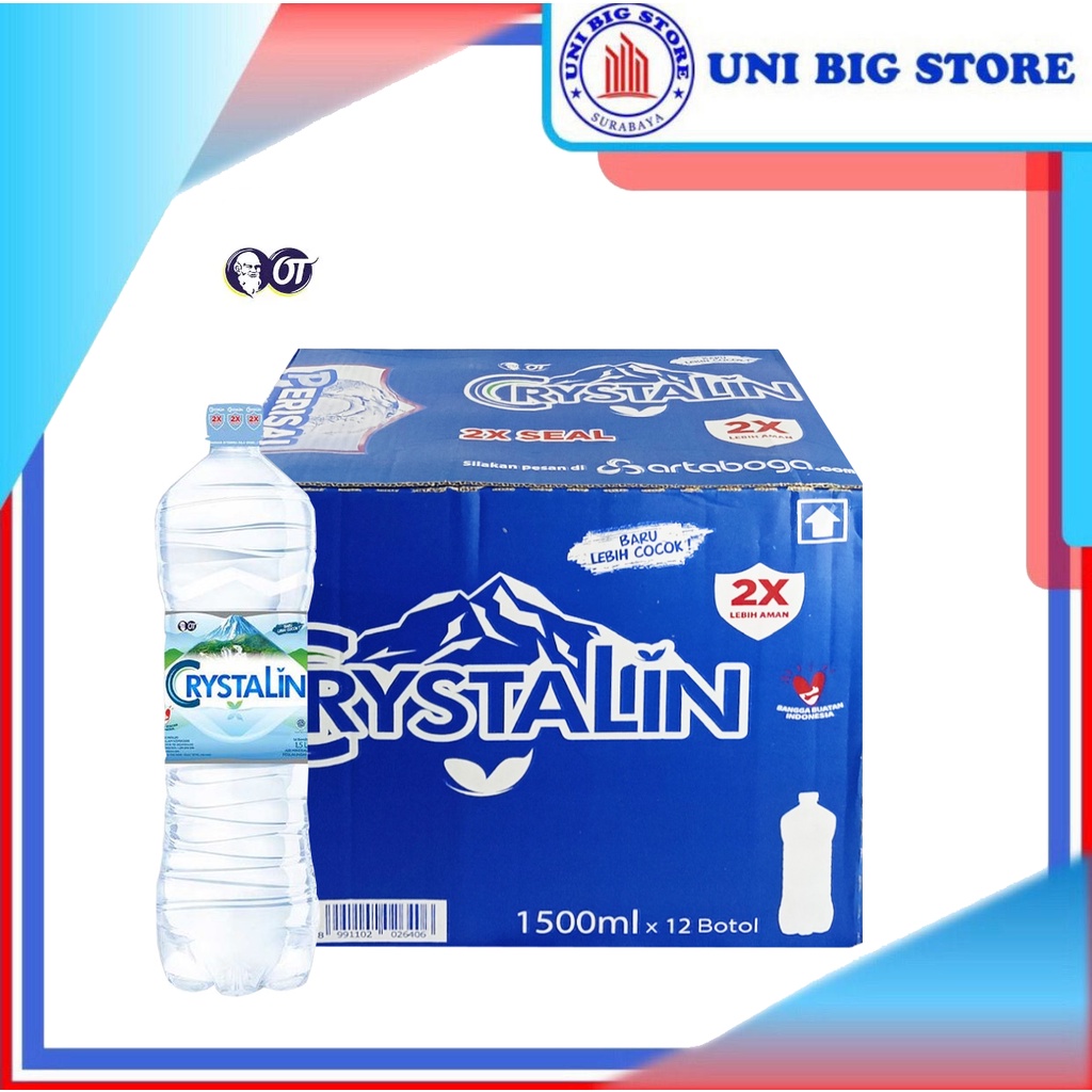 Jual Crystalin PH 8 Air Mineral 1500 ml x 12 Botol DUS Karton Crystaline | Shopee Indonesia