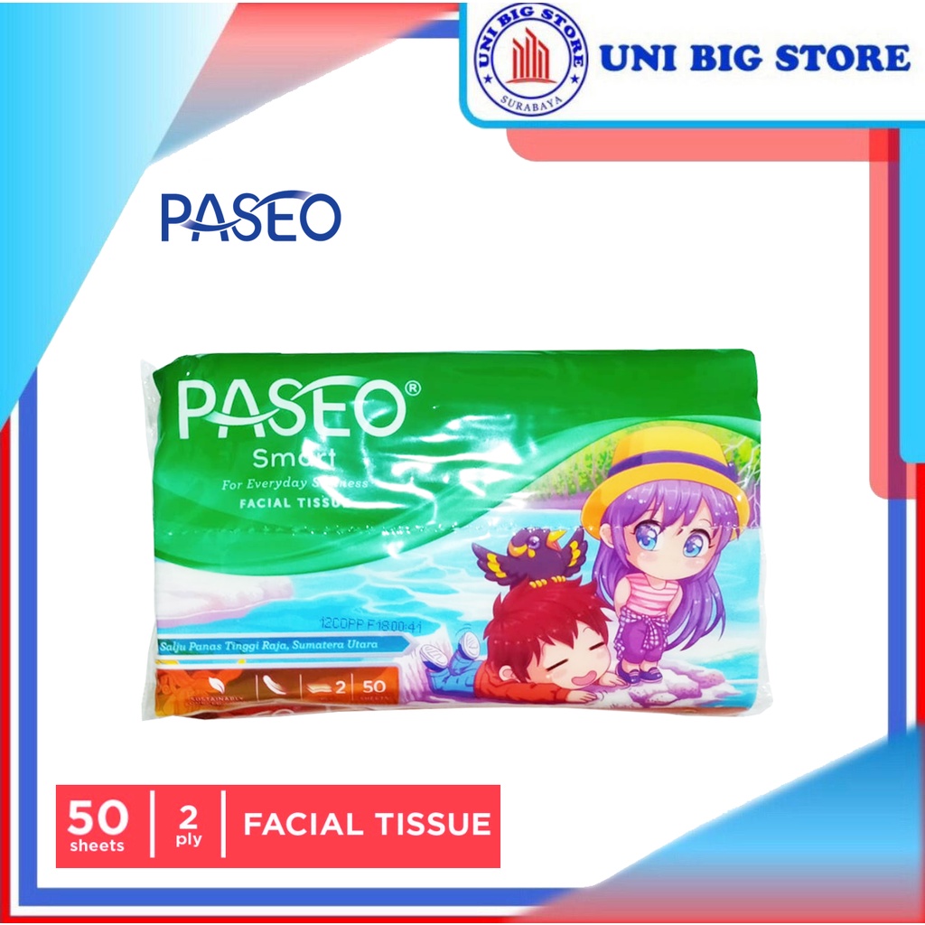 Jual Paseo Smart Facial Tissue Travel Tisu 50 Sheets 2 Ply | Shopee ...