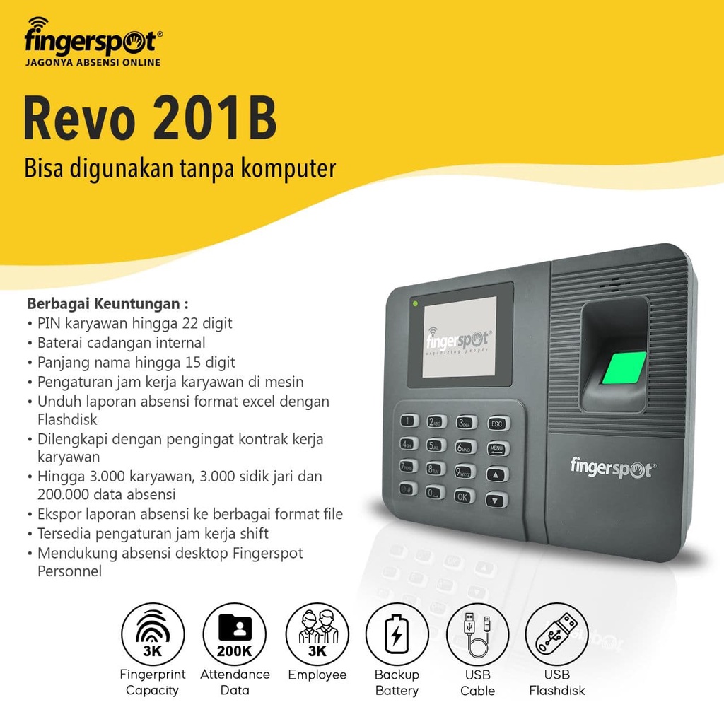 Jual Mesin Absensi Fingerprint Fingerspot- Revo201B | Shopee Indonesia