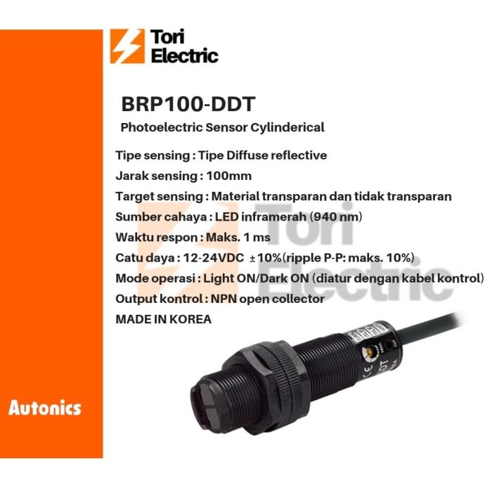Jual AUTONICS BRP100-DDT CYLINDERICAL PHOTOELECTRIC SENSOR 100% ORI | Shopee Indonesia