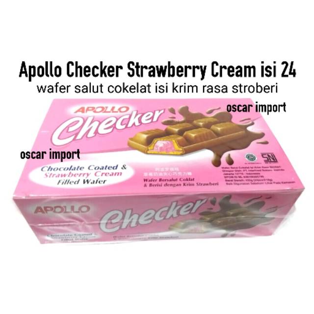 APOLLO CHECKER STRAWBERRY 24 PCS CHOCOLATE WAFER BAR | Shopee Indonesia