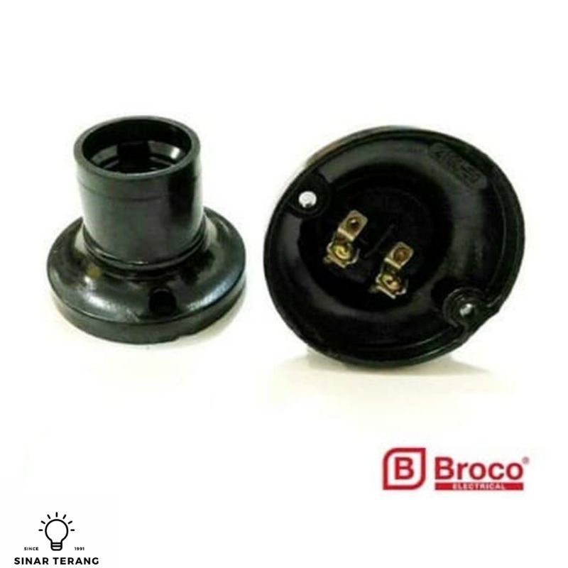Jual BROCO FITTING PLAFON TEMPEL BULAT HITAM 210L BIASA LAMP HOLDER ...