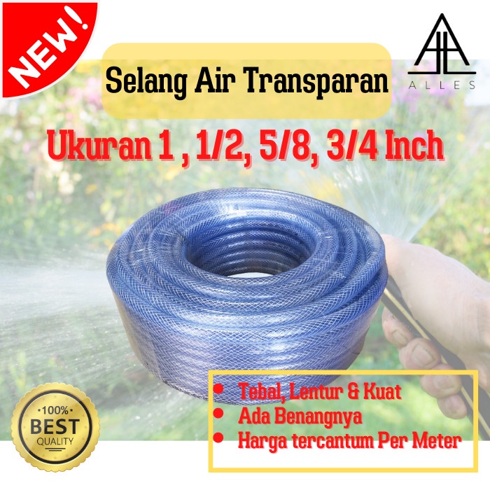 Jual Selang Air Benang Transparan Ukuran 1/2-1-3/4-5/8 Inch Harga per Meter | Shopee Indonesia