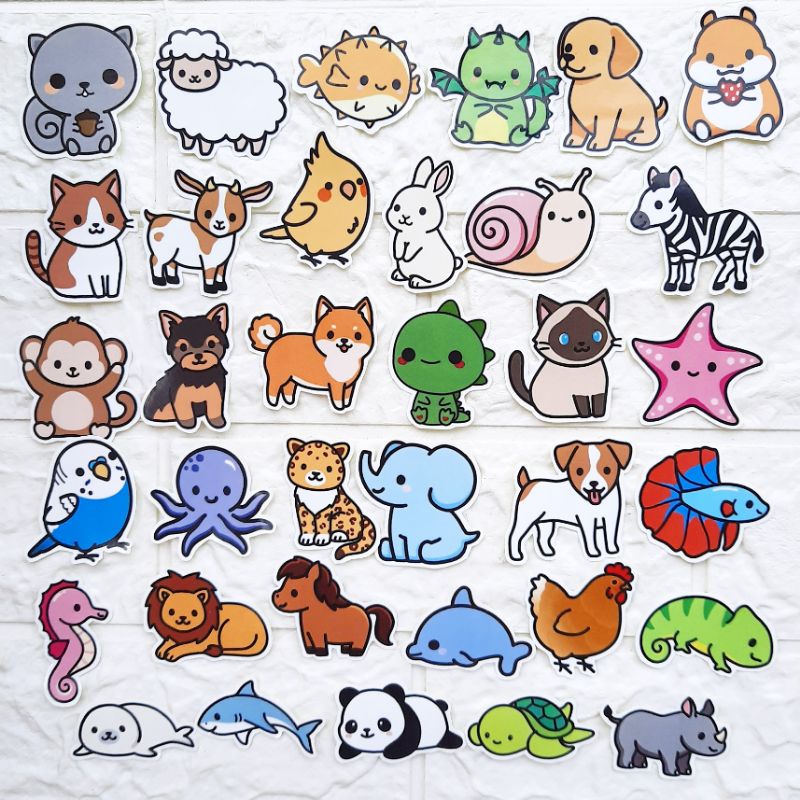 (BISA COD) 35pcs Sticker Animal 3 / Sticker Hewan | Shopee Indonesia