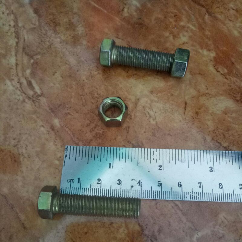 Jual Baut Mur Besi M10x40 Kuning Kunci 14 Panjang 4 cm | Shopee Indonesia
