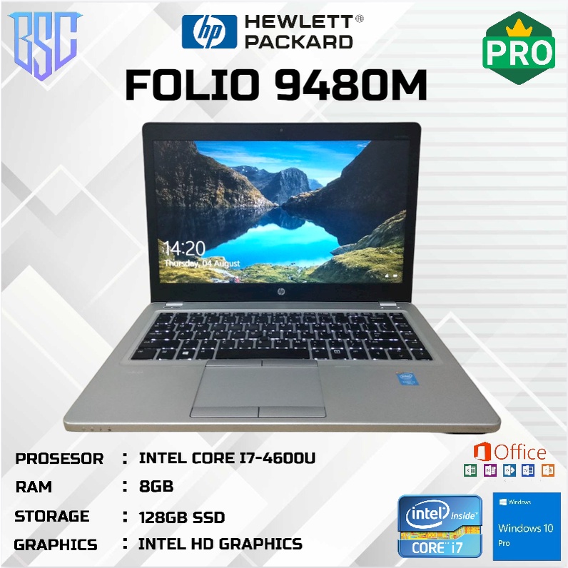 Jual laptop hp folio 9480 core I7/gen-4/8gb/128gb keyboard backlight ...