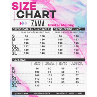 Jual INFO SIZE CHART ZAMA DASTER MALANG | Shopee Indonesia