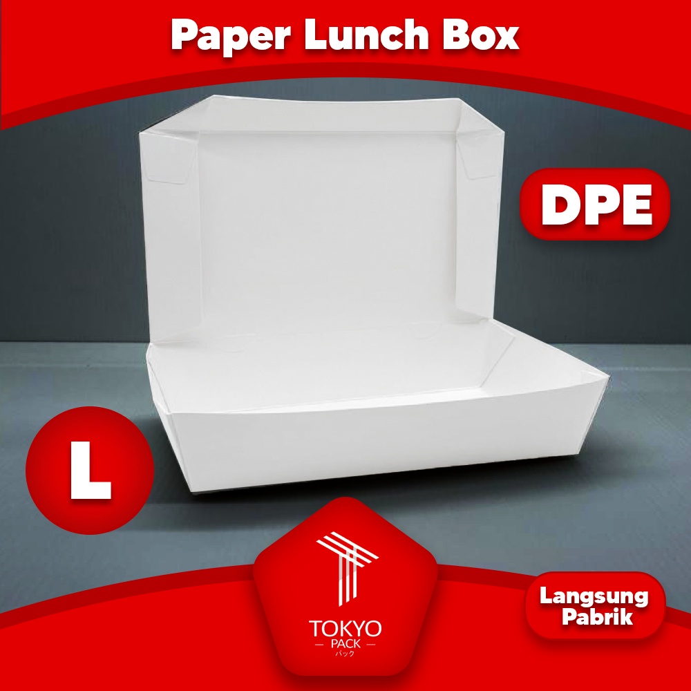 Jual Paper Lunch Box Size L Food Grade Kemasan Makanan Kotak Putih ...