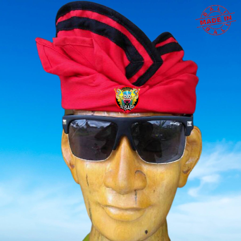 Jual Udeng Bali Setengah Jadi Merah Polos Lis Hitam - Ikat Kepala Khas ...