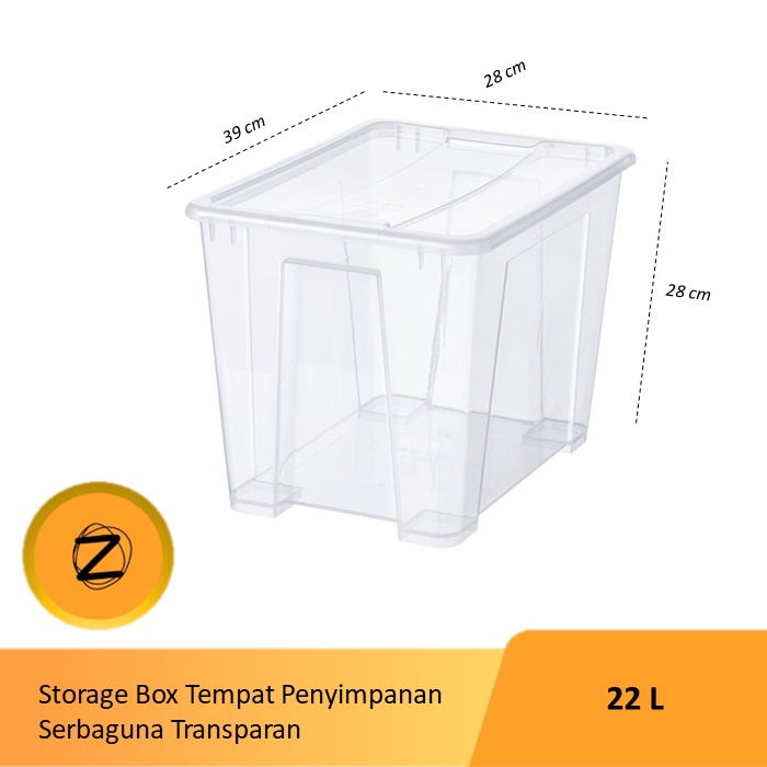 Jual Tempat Box Penyimpanan Serbaguna 39x28x28 cm 22 L Transparan ...