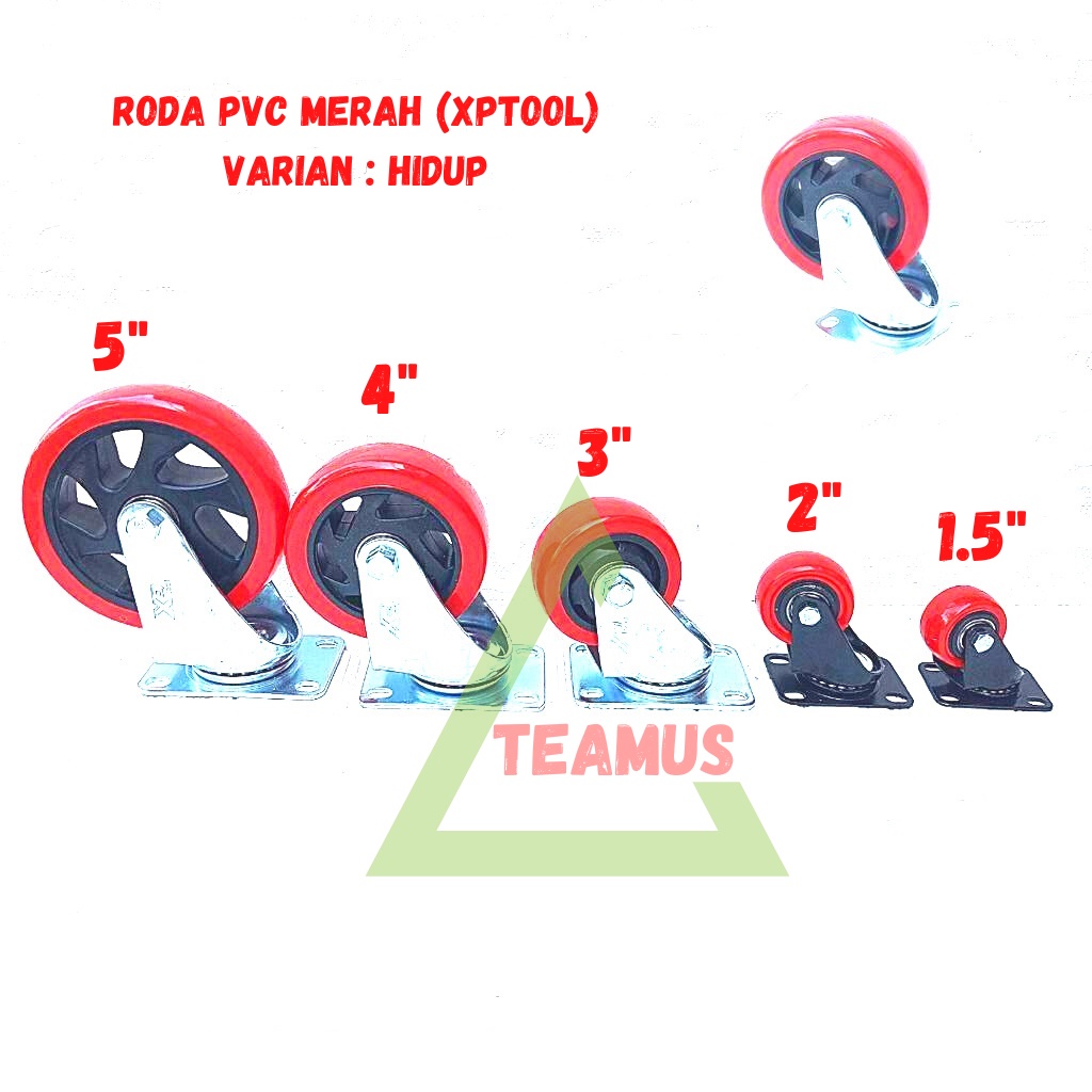 Jual RODA TROLI TROLLEY PVC MERAH 5 INCI TIPE HIDUP - MATI - REM ...