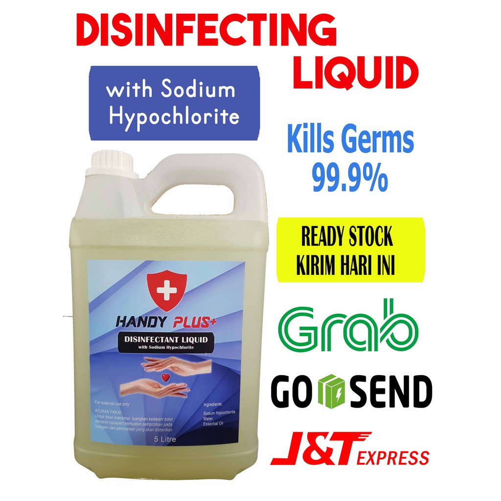 Jual HANDY PLUS Disinfectant Liquid with Sodium Hypochlorite - 5 liter | Shopee Indonesia