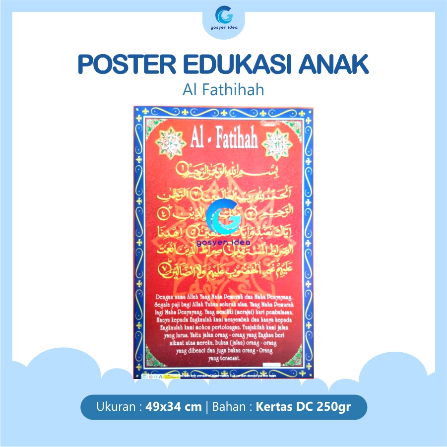 Jual Poster Pendidikan Edukasi Anak Muslim Belajar Al Fatihah | Shopee ...