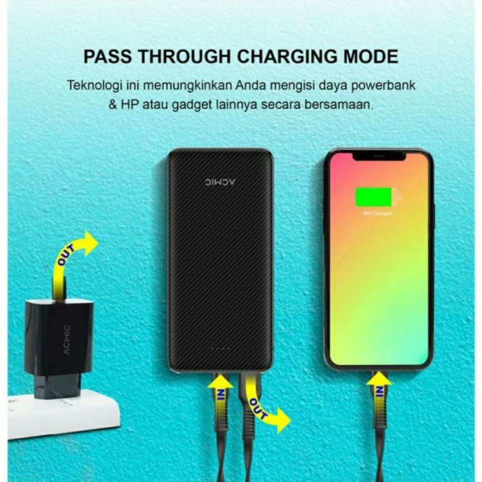 Jual Acmic C10 Pro 10000Mah Power Bank Quick Charge 3.0 Pd Power Delivery | Shopee Indonesia