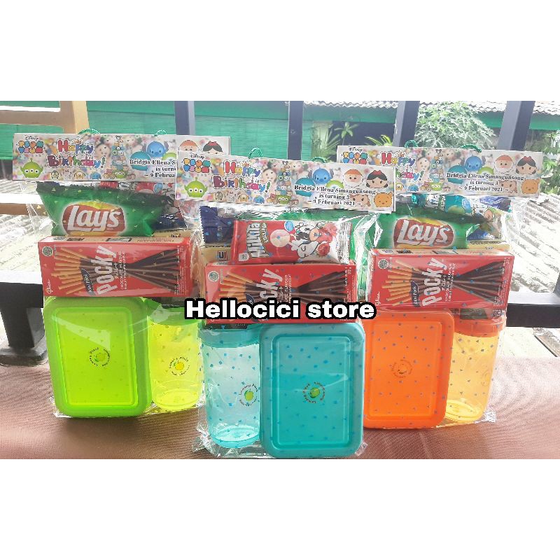 Jual PARCEL BINGKISAN SNACK + LUNCH BOX & GELAS LEMONY KEMASAN ULTAH ...