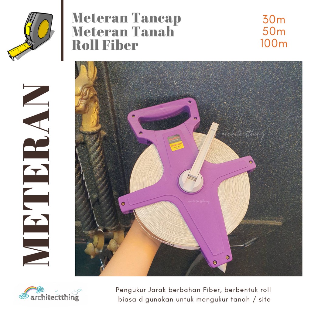 Jual Meteran Tancap / Meteran Tanah / Meteran Roll Fiber 100 Meter ...