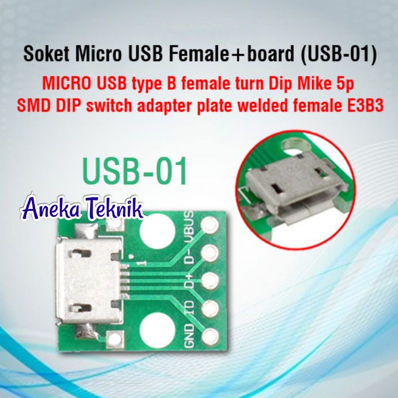 Jual Socket / Soket Micro USB Cewek / Female + PCB Board USB-01 | Shopee Indonesia