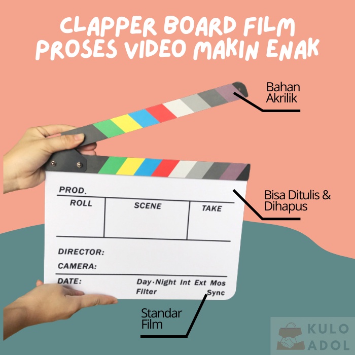 Jual Profesional Clapper Board Film Videografi Clapperboard Papan Acrylic | Shopee Indonesia
