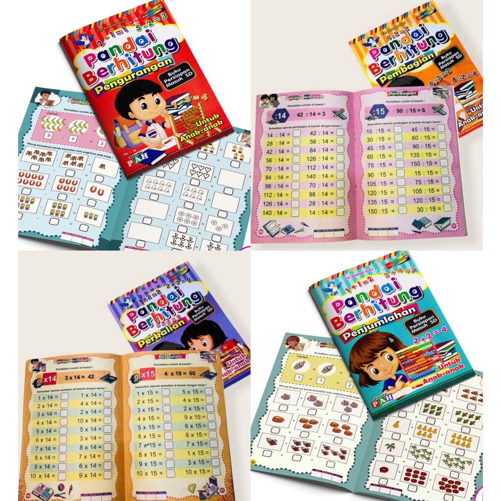 Jual 1 PAKET ISI 4 BUKU Pandai Berhitung Penjumlahan Pengurangan ...