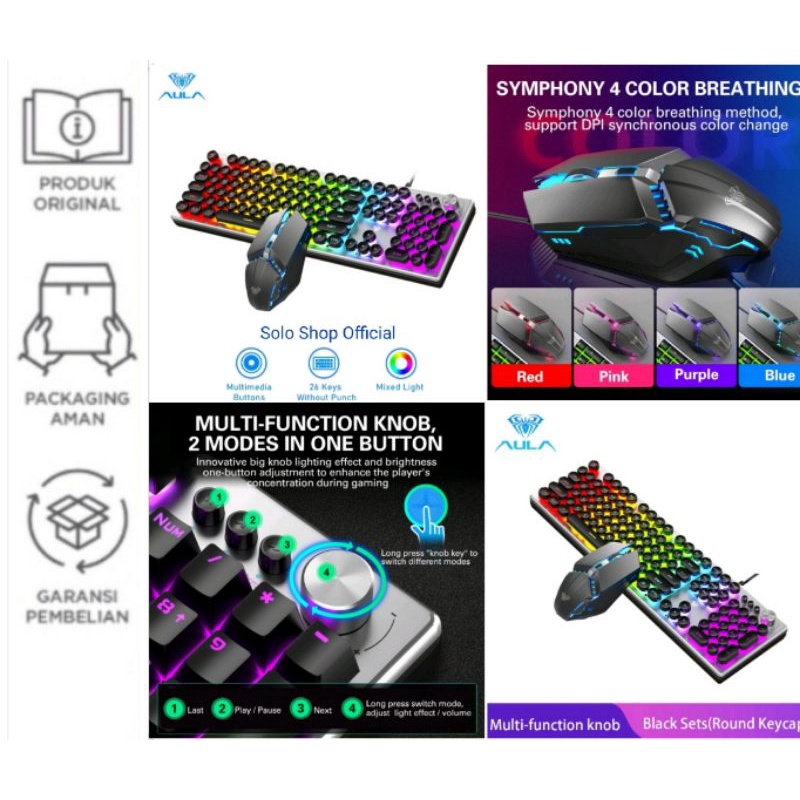 Jual AULA T200 Keyboard Dan Mouse Gaming USB Combo Dengan Backlight ...