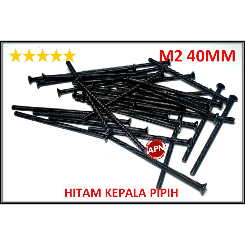 Jual BAUT / SCREW M2 40MM HITAM KEPALA PIPIH | Shopee Indonesia