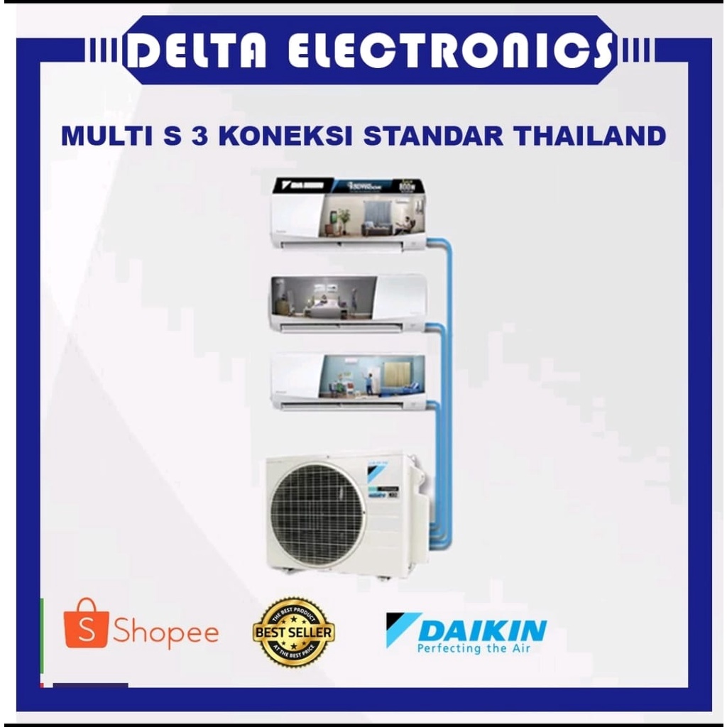 Jual Daikin Multi S 3 Koneksi Inverter 2MCK50SVM 1/2 PK + 1/2 PK + 1 PK + Paket Pasang Pipa Set ...
