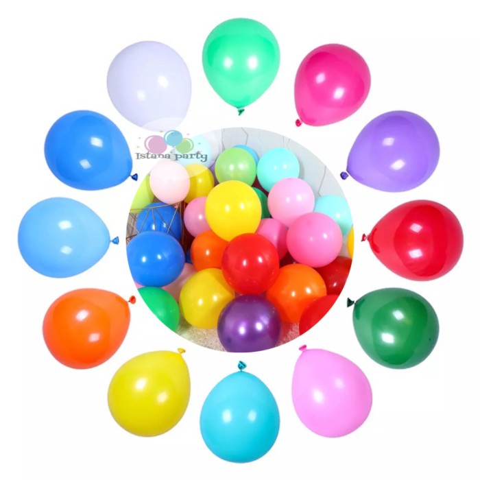 Jual Balon latex doff / balon karet polos 12inch per pack isi 100 ...