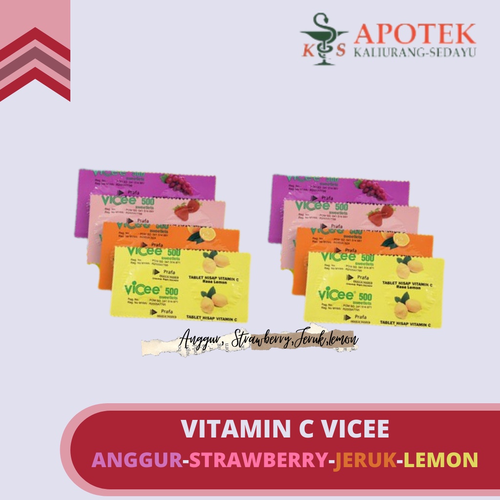 Jual VICEE 500MG VITAMIN C (ANGGUR, STRAWBERRY, JERUK, LEMON) | Shopee ...